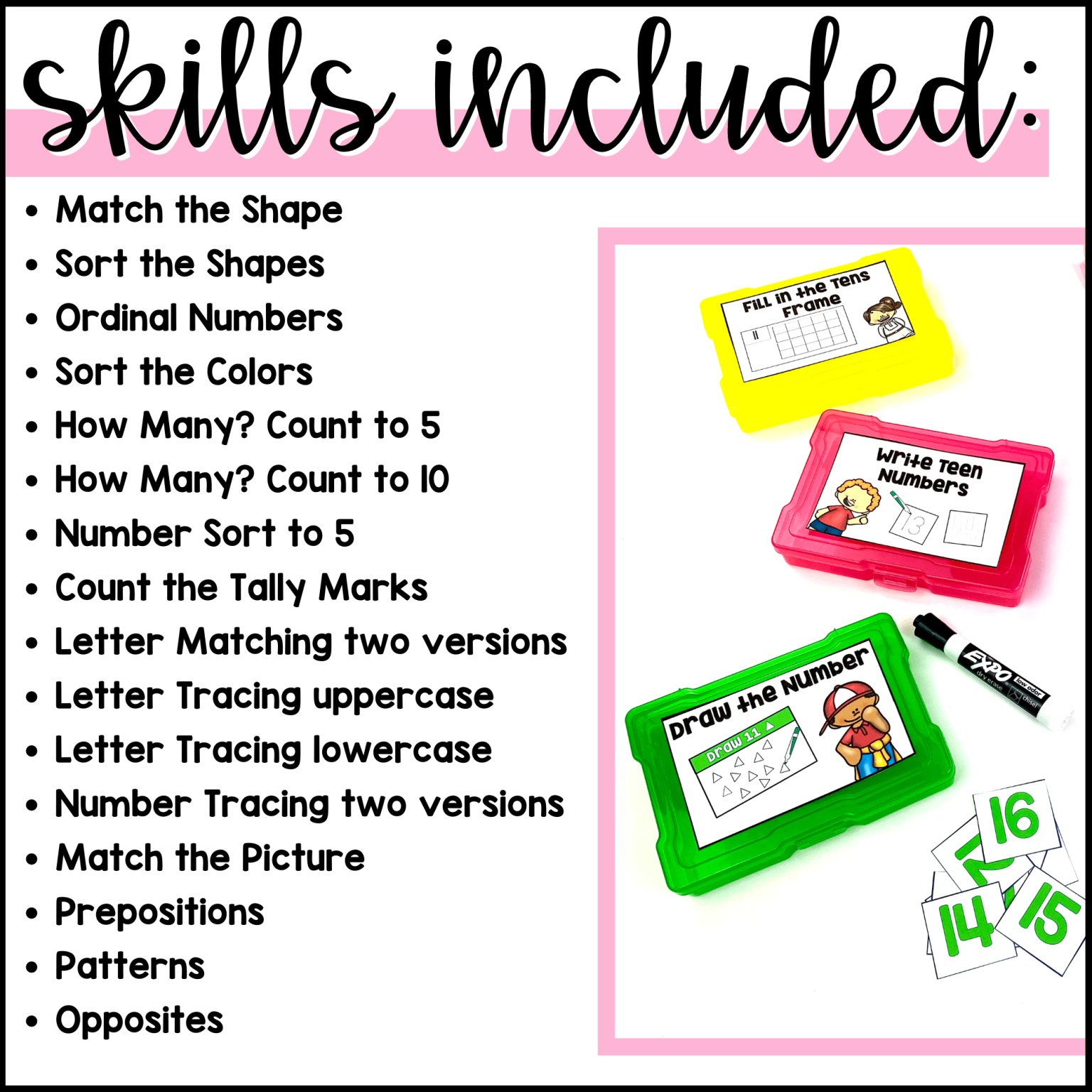 Kindergarten Task Boxes - Mrs. Moe's Modifications