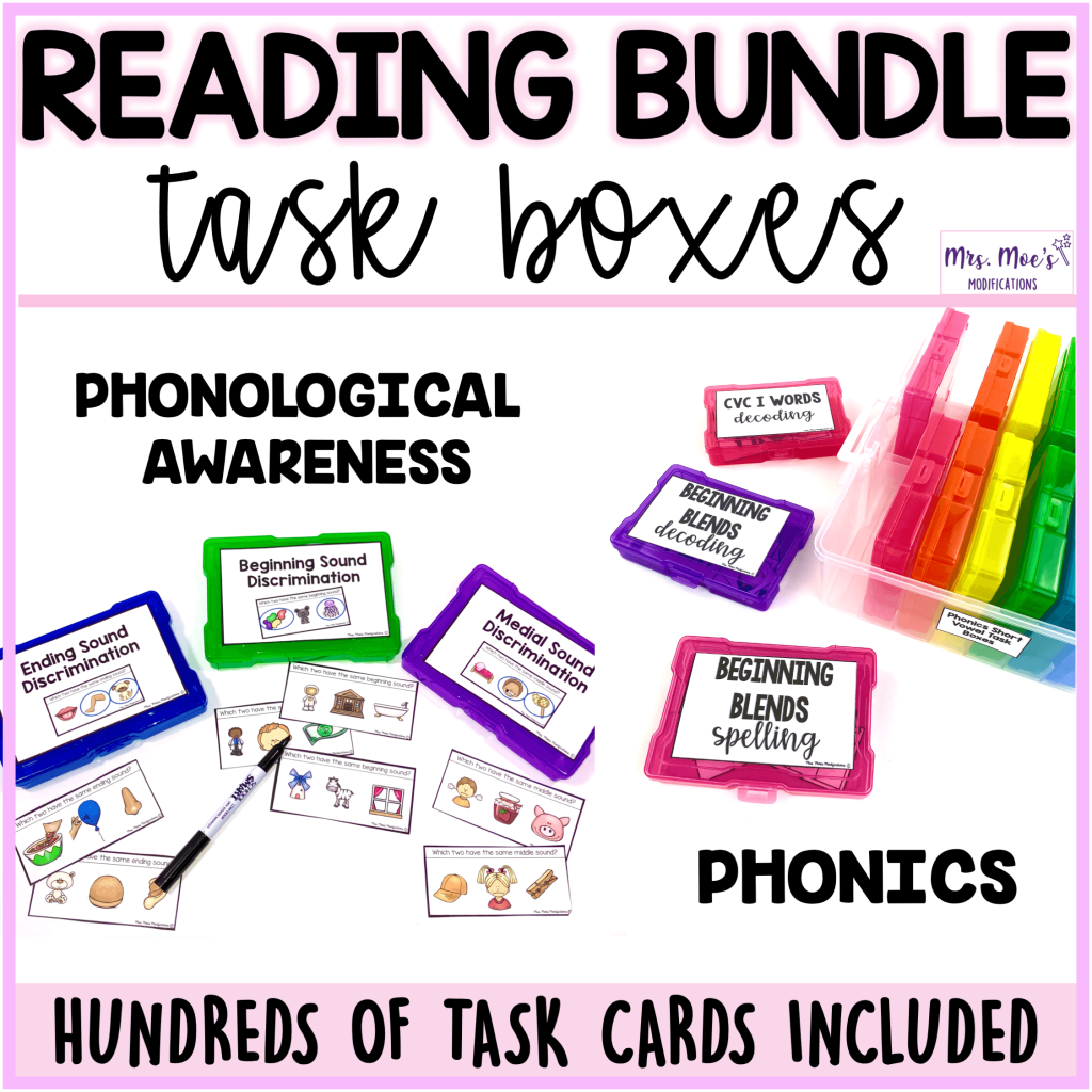 READING Task Boxes BUNDLE - Mrs. Moe's Modifications