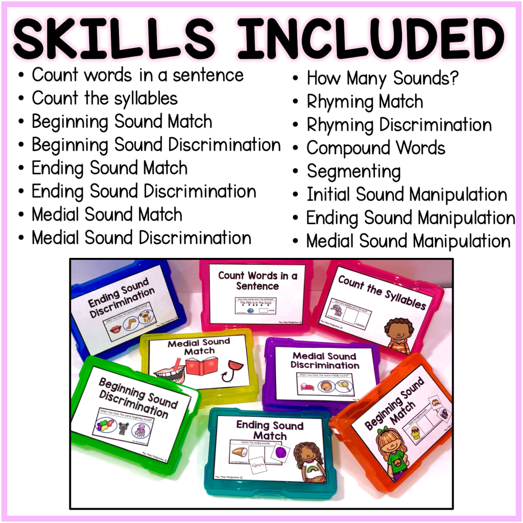 Phonological Awareness Task Boxes {set one} - Mrs. Moe's Modifications