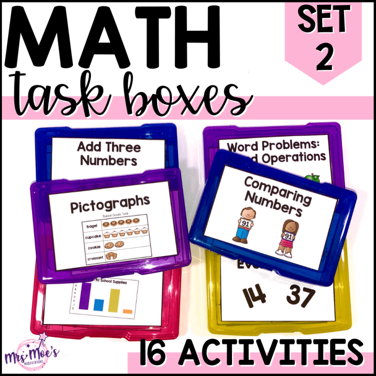 Math Task Boxes {set two} - Mrs. Moe's Modifications