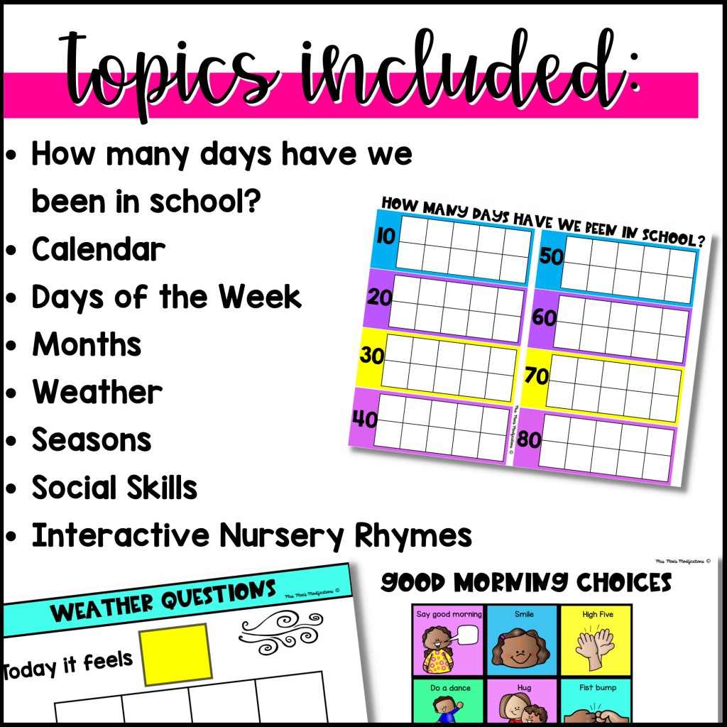 Morning Meeting Adapted Binder - Mrs. Moe's Modifications