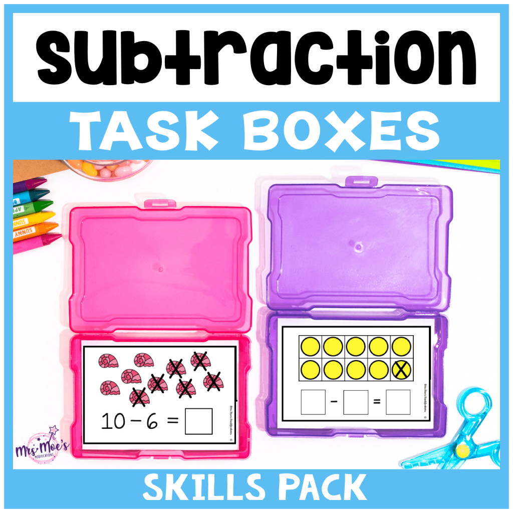 Subtraction Task Boxes: Math Skills Pack - Mrs. Moe's Modifications