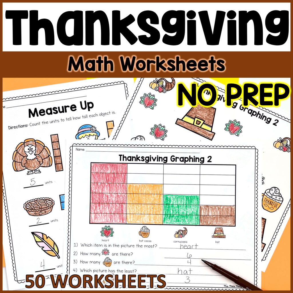 Thanksgiving Math Worksheets- NO PREP - Mrs. Moe's Modifications