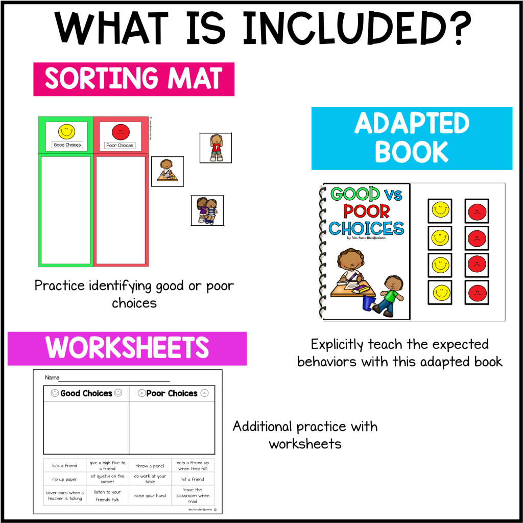 Good vs. Poor Choices Behavior Adapted Book - Mrs. Moe's Modifications