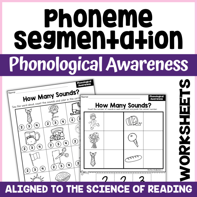 Phonological Awareness Worksheet Bundle - Mrs. Moe's Modifications