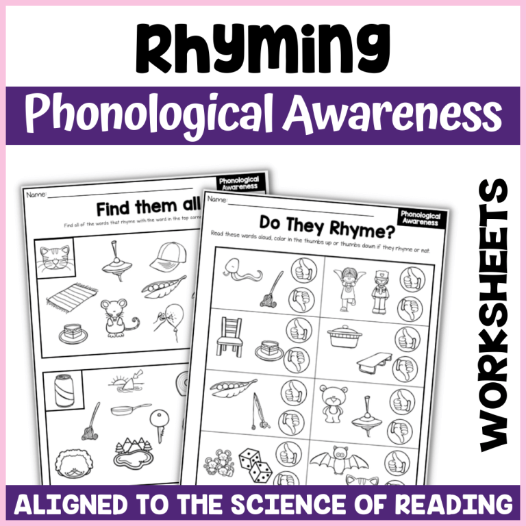 Phonological Awareness Worksheet Bundle - www.mrsmoesmodifications.com
