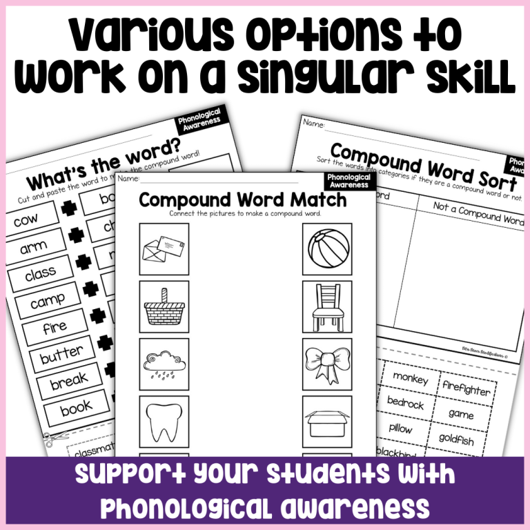 Compound Words: Phonological Awareness Worksheets - Mrs. Moe's ...