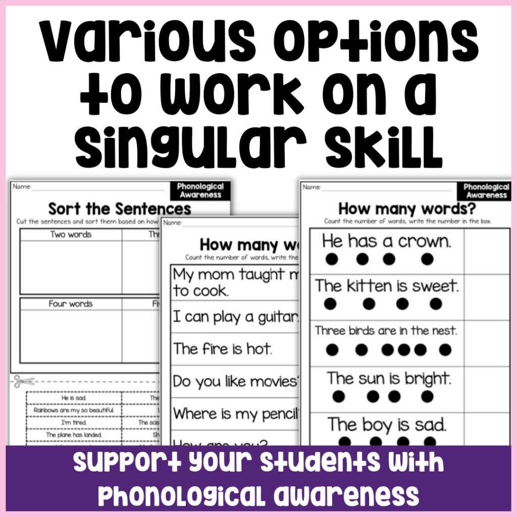 Count the Words in a Sentence: Phonological Awareness Worksheets - Mrs ...