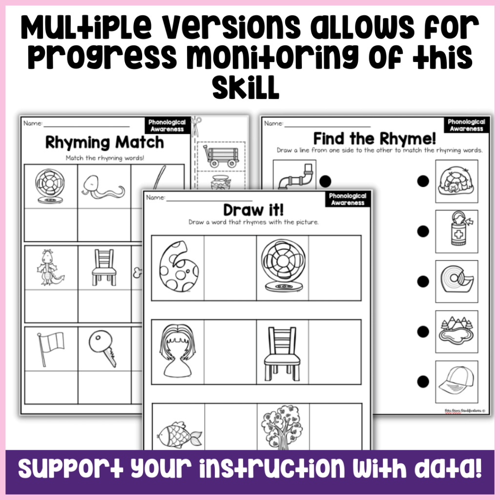 Rhyming: Phonological Awareness Worksheets - Mrs. Moe's Modifications