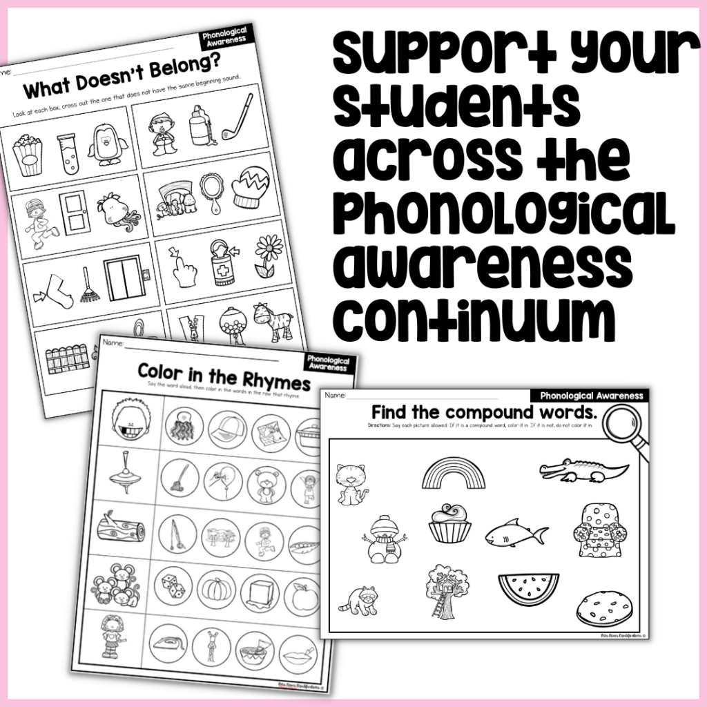 Phonological Awareness Worksheet Bundle - Mrs. Moe's Modifications