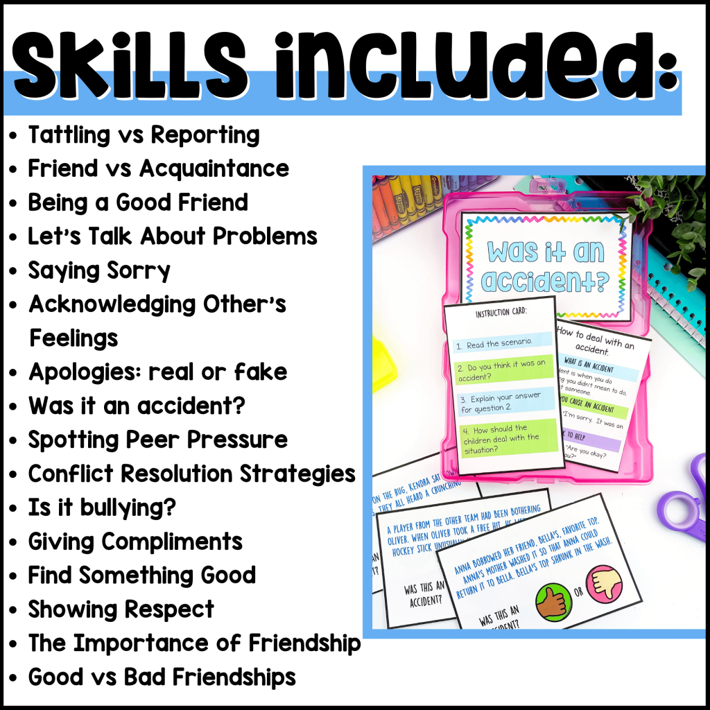 Relationship Skills: Social Emotional Learning Task Boxes - Mrs. Moe's ...