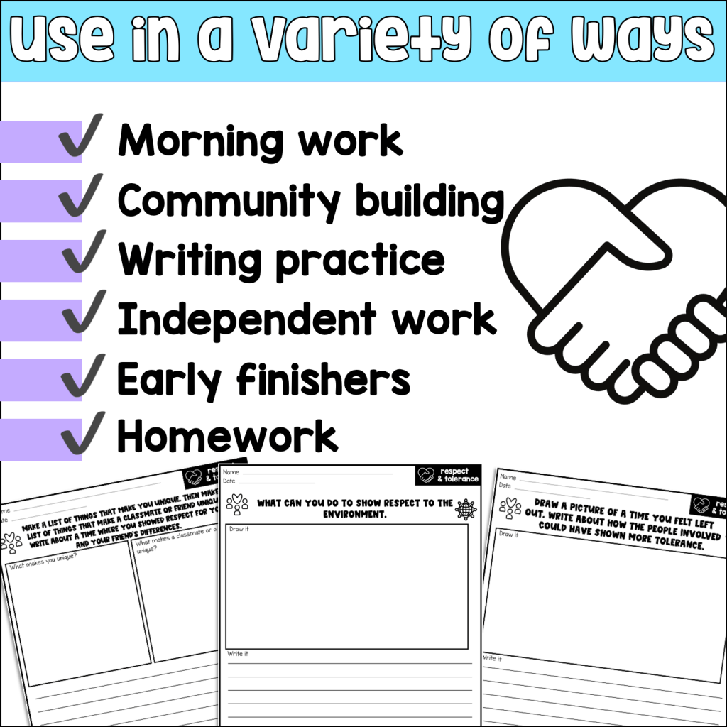 Tolerance and Respect Writing Prompts: Character Education - Mrs. Moe's ...