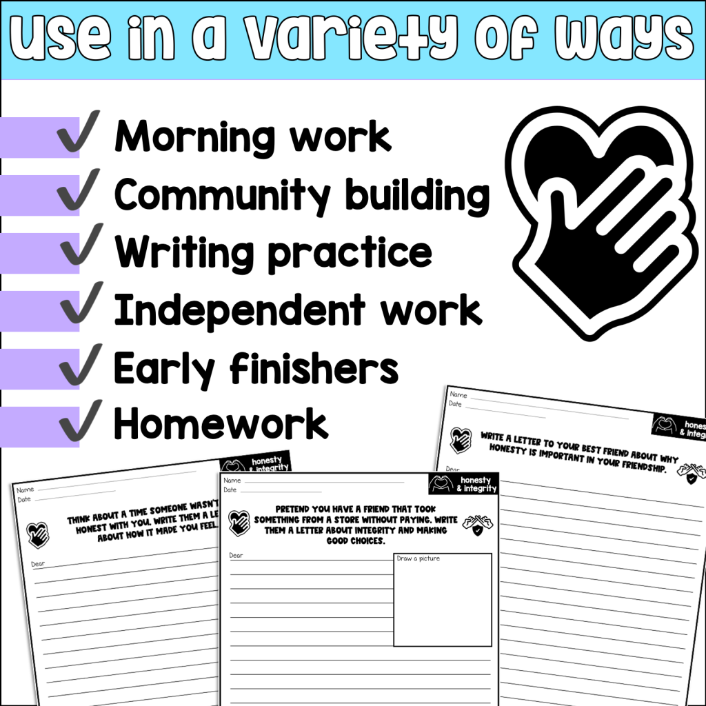 Integrity and Honesty Writing Prompts: Character Education - Mrs. Moe's ...