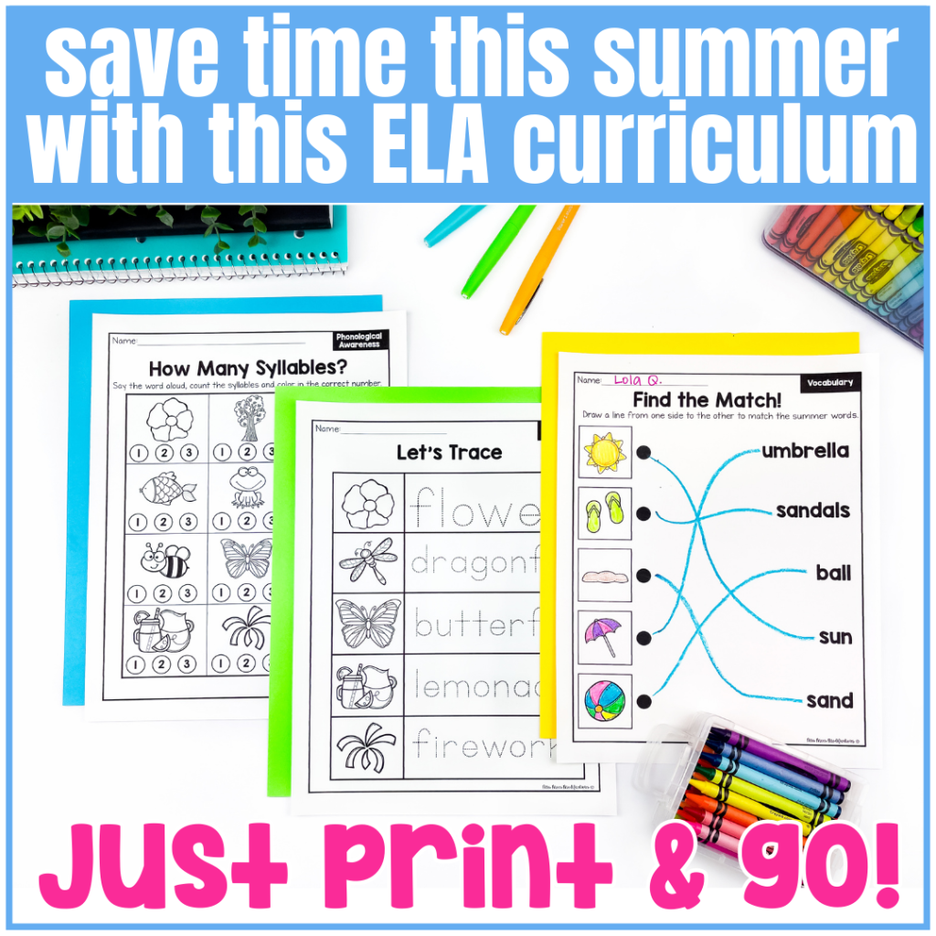 Extended School Year (ESY) ELA Summer Curriculum - Mrs. Moe's Modifications