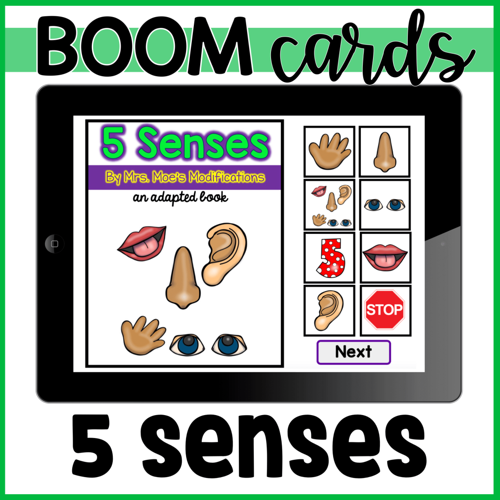 5 Senses: Adapted Book: Boom Cards - Mrs. Moe's Modifications